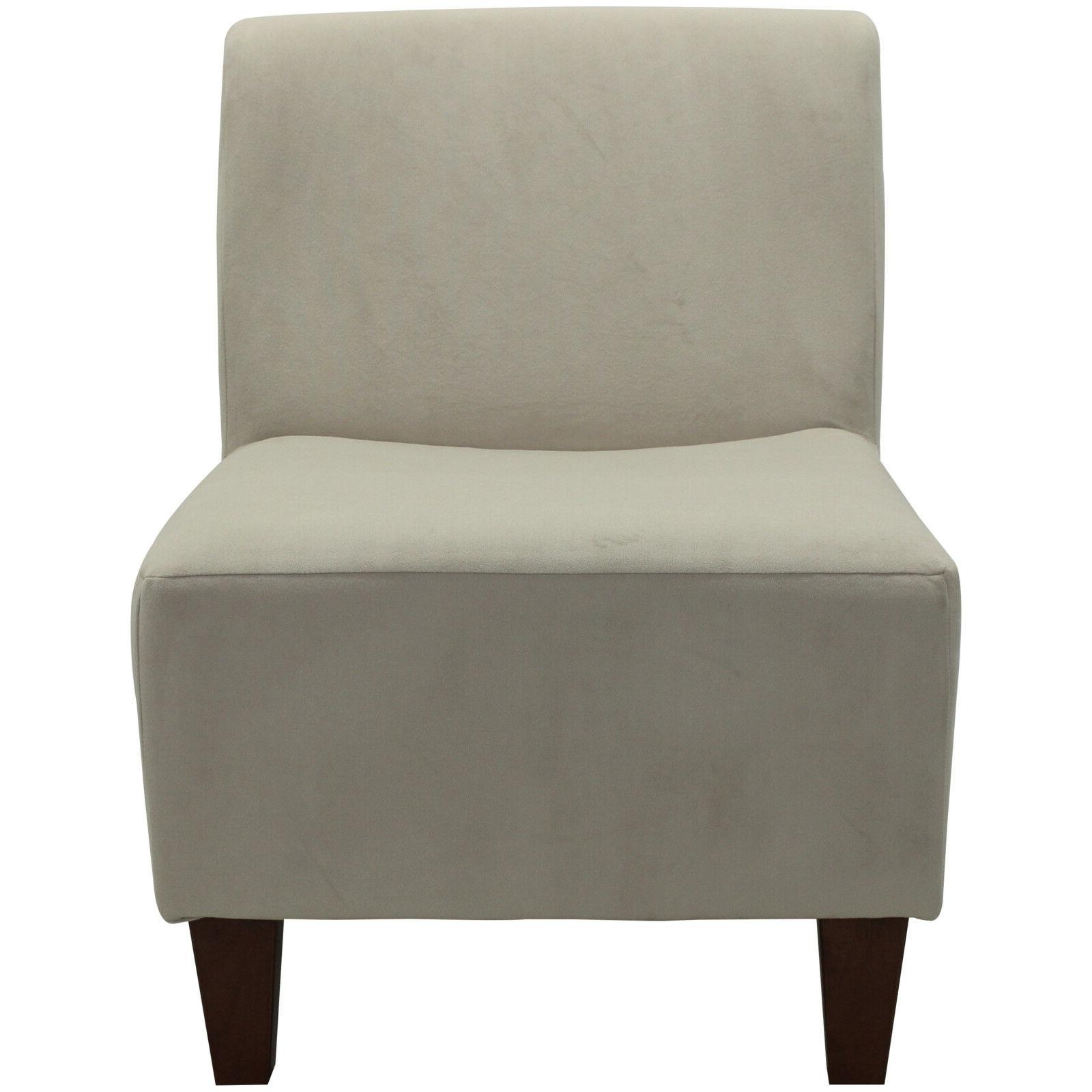 Armless Accent Slipper Chair Wheat-Tan Microfiber-Fabric Dark Brown