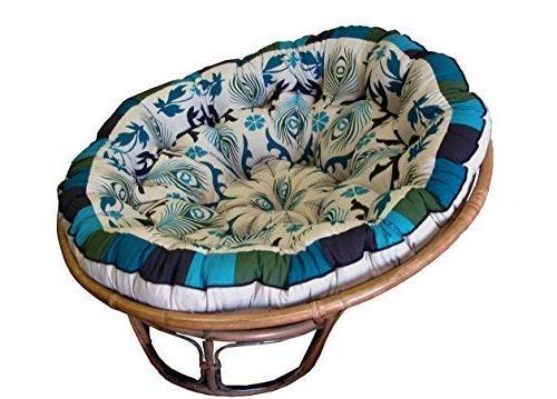 Cotton Craft Papasan Peacock Blue Overstuffed Chair Cushion,