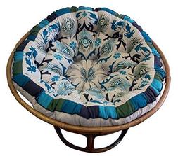 Cotton Craft Papasan Peacock Blue Overstuffed Chair Cushion,